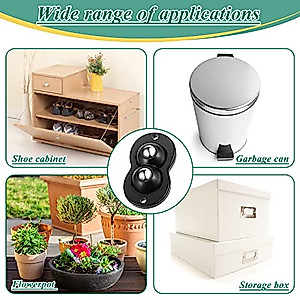 Mini Caster Wheels Appliance Wheels Self Adhesive Swivel Caster Wheels Stick on Stainless Steel Paste Small Appliance Casters Double Bead Universal Wheel for Furniture Box Mini Roller (Black,16 Pcs)