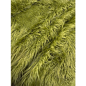Faux/Fake Fur Mongolian Olive Green Fabric by The Yard