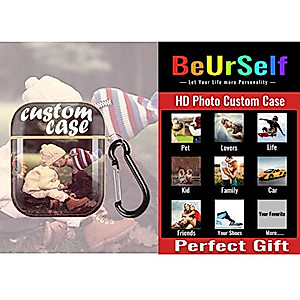 Custom AirPods 2&1 Case Personalized Gift with Your Name & Photo Shock Absorption AirPodCase Custom DIY Cover with Keychain Gold