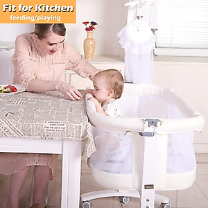 COLOR TREE Baby Bassinet Bedside Sleeper Bedside Crib with 6 Wheels, Mosquito Net, Comfy Mattress for Newborn Baby/Infant, Portable