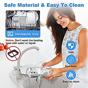 RIKDOKEN [60W Faster Heat] Electric Lunch Box for Car Truck Work Home, 12V 24V 110V Food Warmer with 1.5L Removable Stainless Steel Container, Leak-proof Portable Lunch Heater with Bag, Spoon, Fork