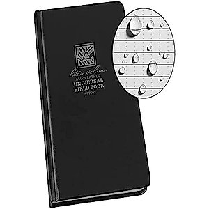Rite In The Rain Weatherproof Hard Cover Notebook Black Cover, Universal Pattern (No. 770F), 7.5 x 4.75 x 0.625