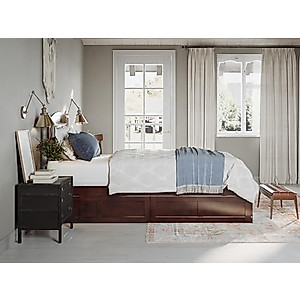 AFI Warren Twin XL Size Platform Bed with Footboard, Storage, & Charging Station in Walnut