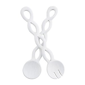 Mud Pie, White, Twisted Wood Server Set, 12"