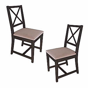 DAIVA CASA Dining Chair Wooden Set of 2- Chair Accent Dine in Chair - Upholstered Chair with X-Back, Brown Chair Back or White Dining Chair - Modern Chair Furniture Chair Mira Living Room Chair Small
