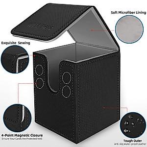 Mlikero 2 Pack Card Deck Box Large Size Fit for 100+Single Sleeved Cards with 2 Dividers,Trading Commander Deck Box Compatible with Mtg Card Deck,Premium Leather Deck Box for Trading Cards