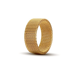 Uarein 1Pc Stainless Steel 8mm Mesh Ring for Women Men.Fashion Wide Woven Mesh Ring Comfort Fit Wire Mesh Band Ring Punk Jewelry Gifts for Wife (Gold, 9)
