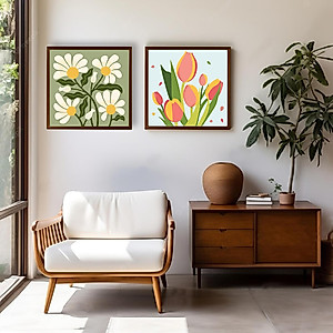 cupmod 2 Pack Framed Paint by Number for Kids,Easy Flower Painting Paint by Numbers Kits on Canvas,DIY Acrylic Oil Painting for Home Wall Decor(8x8inch)