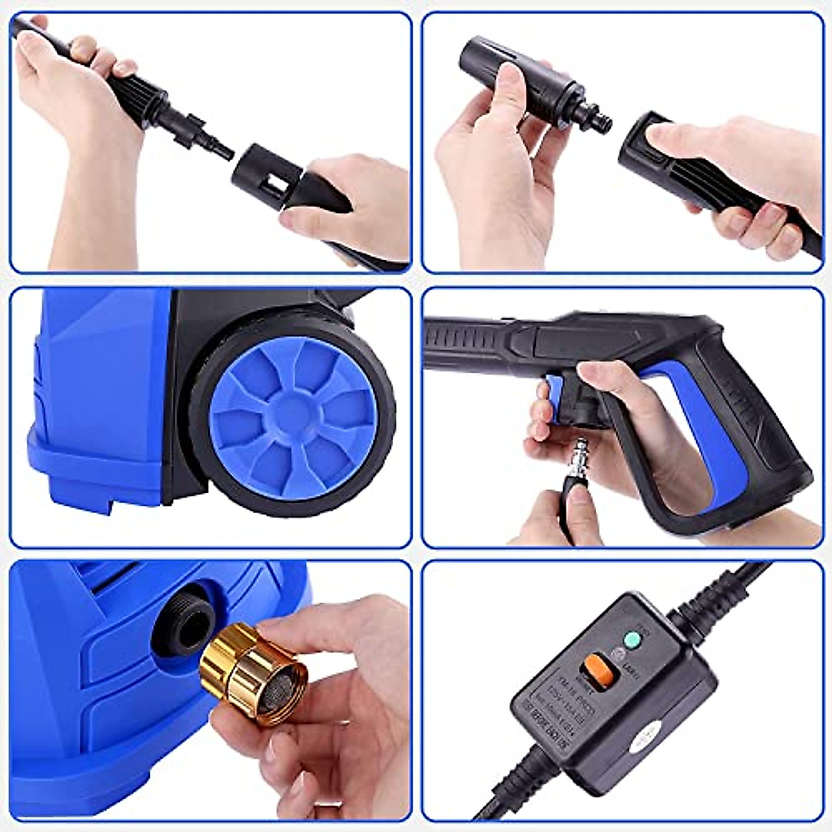 Pressure Washer ,Suyncll High Power Washer 2.5GPM Electric Pressure Washer Power Washers Machine with Adjustable Nozzle Soap Bottle for Homes, Cars, Driveways, Patios and Garden (Blue)