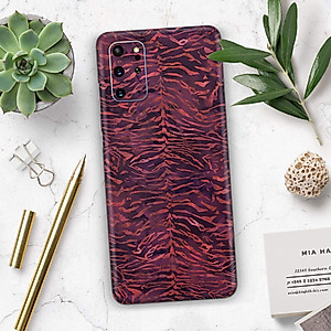 DesignSkinz Wine Watercolor Tiger Pattern Protective Vinyl Decal Wrap Skin Cover Compatible with The Samsung Galaxy S20 (Screen Trim & Back Glass Skin)