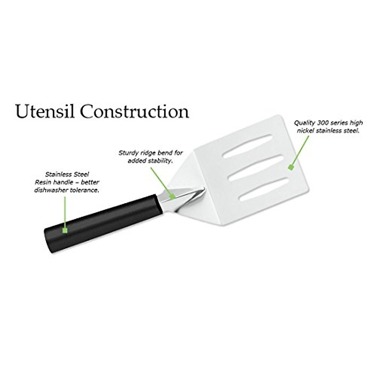 Rada Cutlery Metal Grill Spatula –Stainless Steel Face and Steel Resin Handle Made in USA, 10-1/8 Inches