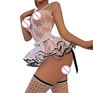 Women's Sexy Lingerie Mesh Sheer Chemise Naughty Sex Babydoll Teddy Slutty See Through Nighty Underwear Mini Dress Nightie Goth Honeymoon Nightgown Slutty Bdsm Cheeky Underwear Black