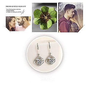 Earings for Woman Silver Earrings Clover Sterling Silver Dangle Drop Cubic Zirconia Gemini Sets (white crystal)