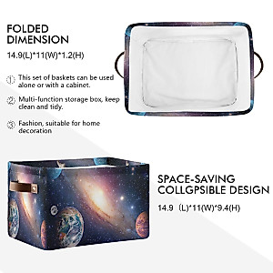 Storage Basket Cube Universe Galaxy Outer Space Large Collapsible Toys Storage Box Bin Laundry Organizer for Closet Shelf Nursery Kids Bedroom,15x11x9.5 in,1 Pack