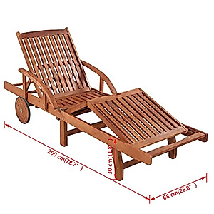 vidaXL Sunlounger and Table Set 3 Piece Solid Acacia Wood Brown Folding Sunbed