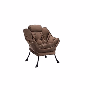 TURRIDU Lazy Chair with Ottoman,Modern Lounge Chair Accent Chair with Armrests and a Side Pocket,Leisure Sofa Chair Reading Chair for Living Room,Bedroom,Dorm,Office,Brown