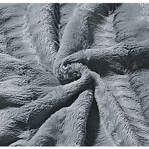Swift Home® Embossed Faux Fur Throw Blanket & Bedspread - Luxurious Over-Sized Faux Fur Bed Throw Blanket - Full/Queen, 86" x 86", Grey