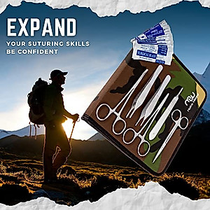 Sterile Mixed Sutures Thread with Needle Plus Training Tools - Military First Aid Emergency Survival Drill; Camping Travel Preparedness; Military Trauma Kit; Vet Student's Use (49PK Mixed Tools)