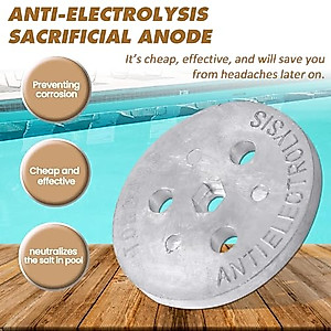 TonGass Zinc Anode Weight - Anti-Electrolysis Sacrificial Anode - Galvanic Anode for Passive Cathodic Protection - Bolts Inside or Outside Skimmer Baskets - Salt System Swimming Pool Must-Have
