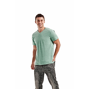 KLIEGOU Men's V Neck T Shirts - Casual Stylish Fitted Tees for Men Light Green-Grey XL