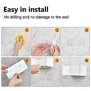 10 Pairs Double Sided Adhesive Hooks 5KG(Max) -Wall Hooks for Hanging,Without Punching and Nails,Transparent Hook Easy to Paste for Kitchen Bathroom Hooks,20 Psc