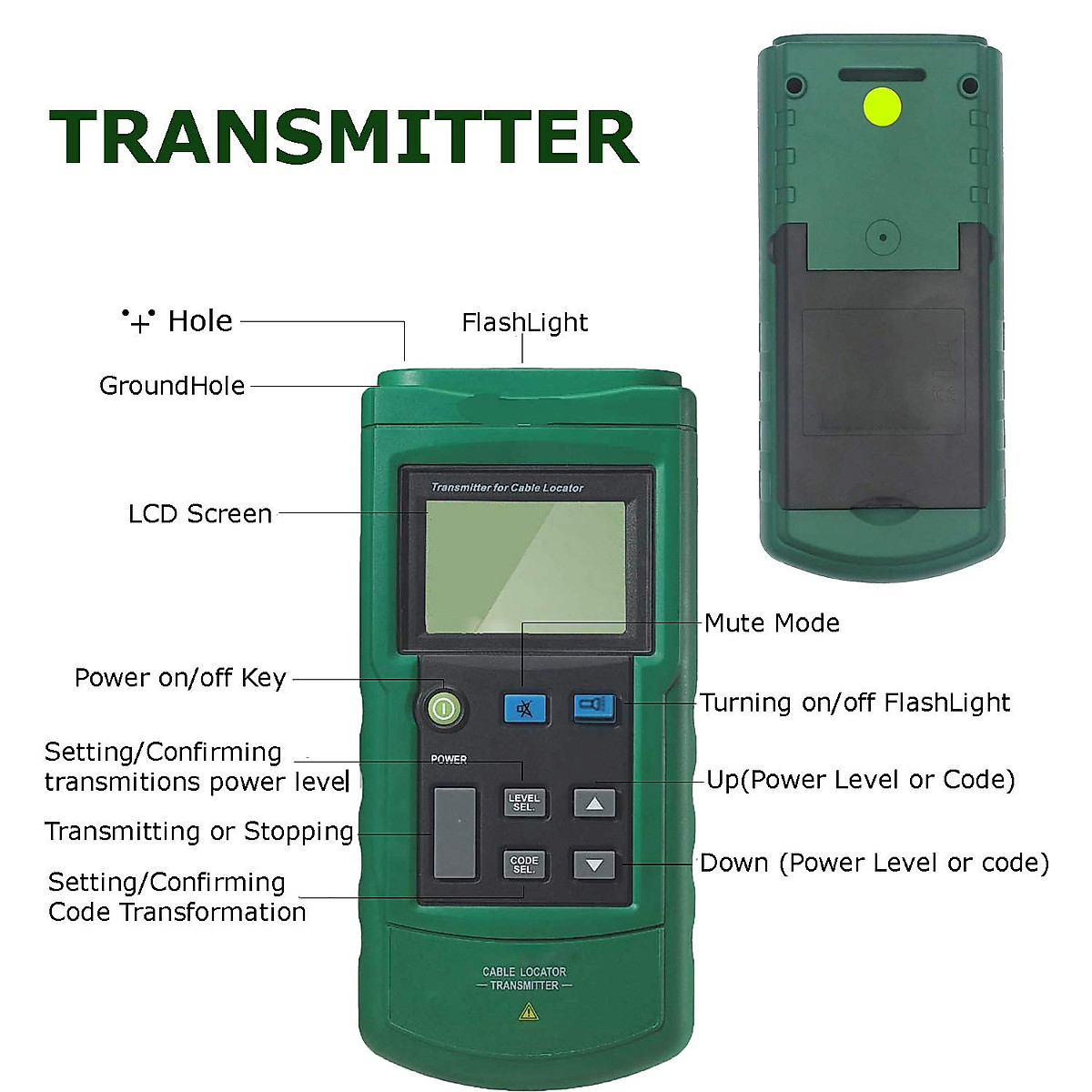 GAOTek Underground Wire Tracker Cable Metal Pipe Locator Detector Professional Tester Conducting Cables, Electrical Circuits, Pipelines, Fuses, Switches, Short Circuits Finder Through Concrete-GFL-107