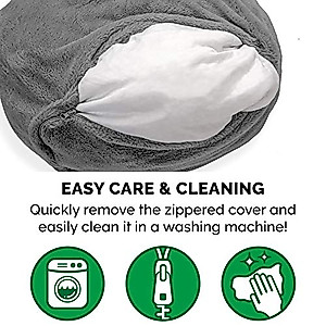 Furhaven XL Dog Bed Plush Faux Fur Beanbag-Style Ball Nest w/ Removable Washable Cover - Gray Mist, Jumbo