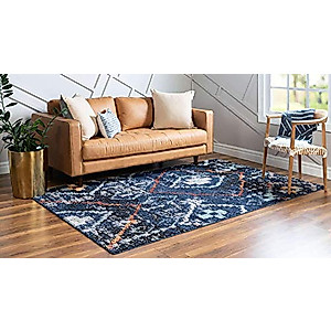 Unique Loom Morocco Collection Tribal, Southwestern, Bohemian Area Rug, 4' 0" x 6' 0", Navy Blue/Gray