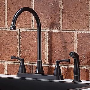 VCCUCINE Oil Rubbed Bronze Kitchen Faucet, 2 Handle 3 Hole 4 Hole Kitchen Sink Faucets with Pull Down Side Sprayer, 360 Swivel High Arc Stainless Steel Rv Camper Laundry Utility Bar Sink