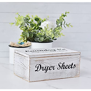 Dryer Sheet Holder For Laundry Room - Farmhouse Dryer Sheet Box With Lid, Rustic Wooden Dryer Sheets Container For Fabric Softener Sheets For Farmhouse Laundry Room Decor And Storage