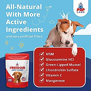 Pup Labs Freedom Joint Chews - Delicious Dog Hip and Joint Supplement - Vitamins Packed with Super Nutrients - Keep Your Pup Happy and Active - Made for All Dogs and Breeds - Made in the USA, 30 chews