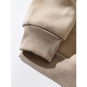 WDIRARA Men's Letter Graphic Round Neck Long Sleeve Sweatshirt Casual Tops Khaki Los Angeles L