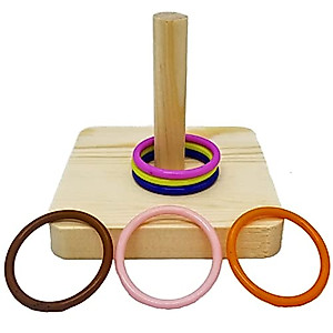 YANQIN Parrot Trick Training Toys, Bird Tabletop Toys, Training Stacking Color Ring Toys Sets for Small and Medium Birds Parrots Budgie Cockatiel Parakeet (with 6 Rings)