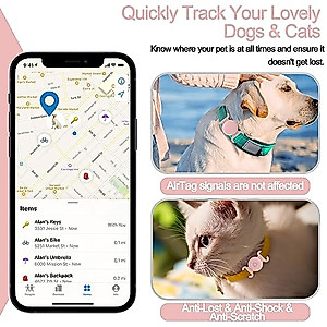 2 Pack IPX8 Waterproof AirTag Dog Collar Holder, Hidden Air Tag Case for GPS Puppy Kitten Cat Collar, Silicone AirTag Mount Tracker Cover Compatible with Pets Harness,Safety Anti-Lost(Pink,Purple M)
