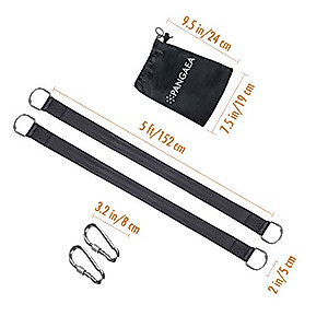 PANGAEA Tree Swing Hanging Straps Kit, 5FT/10FT/20FT/30FT, Heavy Duty Holds 2200LBS Extra Long, with Safer Lock Snap Carabiners & Carry Pouch Bag (5 FT)