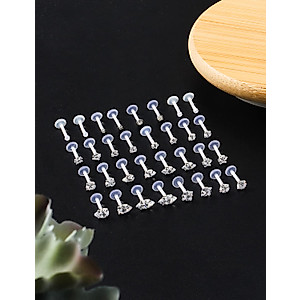 Lcolyoli 32PCS 16G Forward Helix Tragus Cartilage Earring Studs Push Top Labret Monroe Lip Ring Retainer 8MM Barbell Body Piercing Jewelry for Women Men Girls