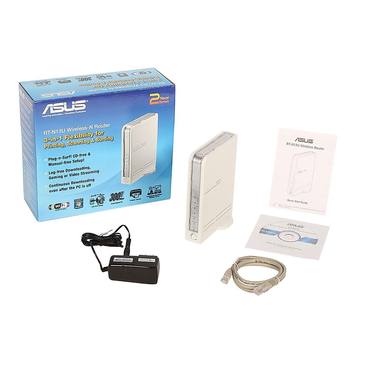 ASUS (RT-N13U/B) Wireless-N 300 Advance multi-Media Home Router: Fast Ethernet, 1* USB port can support 3G dongle(AT&T, T-Mobile, Verizon) or USB Printer sharing, 3 in 1 switch(Router/Repeater/Access Point) (Open source DDWRT Support)