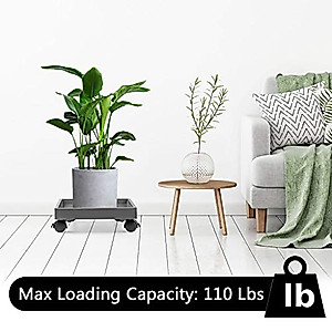 Skelang Square Plant Caddy, Wheeled Planter Trays, ABS Plant Pallet, Heavy Duty Plant Dolly Saucer for Moving Potted Planter, Deck Flower Plants, Load Capacity 110 Lbs