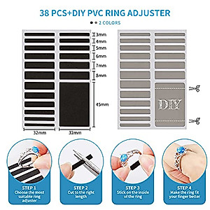 Ring Size Adjuster for Loose Rings, Multiple Size, Ring Sizer, Mandrel for Making Jewelry Guard, Resizer, Spacer, Spiral Silicone Tightener Set with Polishing Cloth