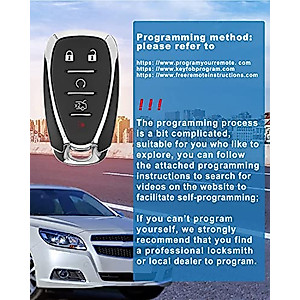 Keyless Entry Remote Car Key Fob for Chevy Malibu 2016-2021, Chevy Cruze 2016-2019, Chevy Camaro 2016-2021, 433MHz ID46 Chip 5 Button, HYQ4EA 13529662