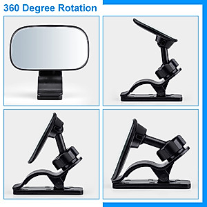 Car Mirror for Baby, Dannisly Back Seat Baby Mirror, Toddler Adjustable Facing Rear View Convex - Accessories, Clip on Windshield or Sun Visor, Black 2