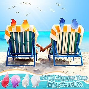 Wavwavw 8 Pcs Shells Beach Towel Clips for Beach Chairs, Beach Towel Clips for Pool Chairs, Lounge Chair Towel Clips, Beach Towel Holder, Drying Racks Windproof Clothes Pins for Patio Beach Pool
