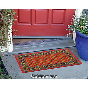 Toland Home Garden 800014 French Paisley- Red Pattern Door Mat 18x30 Inch Outdoor Doormat for Entryway Indoor Entrance