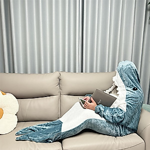 SunBritly Shark Blanket Kids Shark Sleeping Bag Shark Onesie Cosplay Shark Costume Shark Gifts(S,Please refer to the size chart before purchasing)