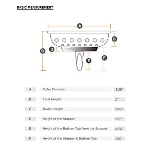 Highcraft 97333O Kitchen Sink Basket Strainer Replacement for Standard Drains (3-1/2 Inch) Chrome Plated Stainless Steel Body with Rubber Stopper, Single