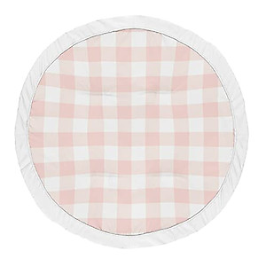 Sweet Jojo Designs Pink Buffalo Plaid Check  Girl Baby Playmat Tummy Time Infant Play Mat - Blush and White Shabby Chic Woodland Rustic Country Farmhouse