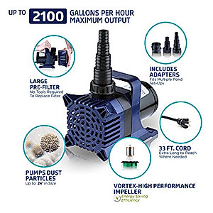 Alpine Corporation 2100 GPH Cyclone Pump for Ponds, Fountains, Waterfalls, and Water Circulation