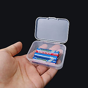 SKYVAN 14pcs Mini Clear Plastic Beads Storage Box Small Empty Organizer Box with Hinged Lid for Storage of Small Items, Jewelry,Hardware,DIY Art Craft Accessory（2.56 x 1.77 x 0.79 in
