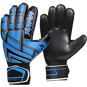 Malker Soccer Goalie Gloves Goalkeeper Gloves with Fingersave and Double Wrist Protection, Strong Grip Goalkeeper Gloves for Youth&Adult Size 8 (Black)