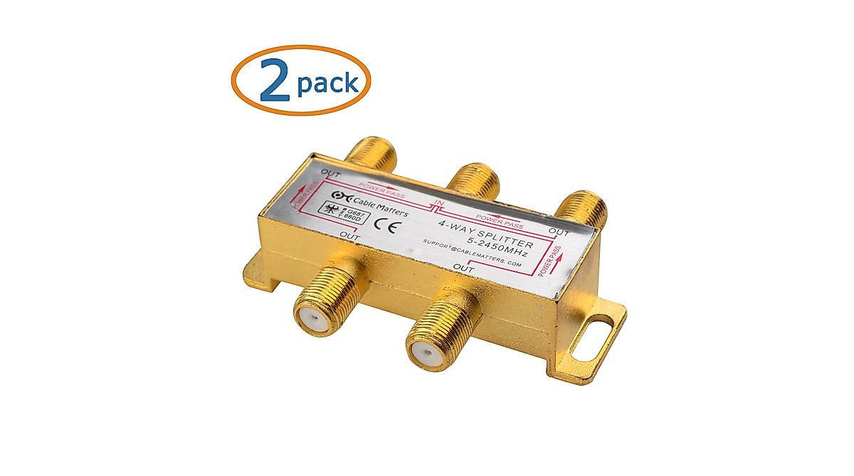 Cable Matters 4 Way Coaxial Splitter - Gold Plated Durable
